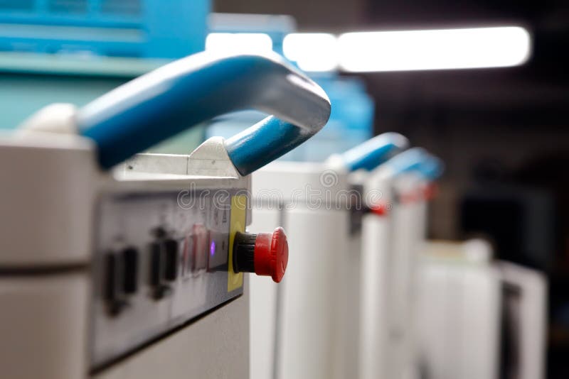 Offset Printing Machine - Panic Button Stock Image - Image of media ...
