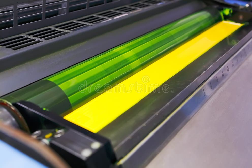 Offset Printing Machine - Yellow Ink Stock Photo - Image of magazine ...