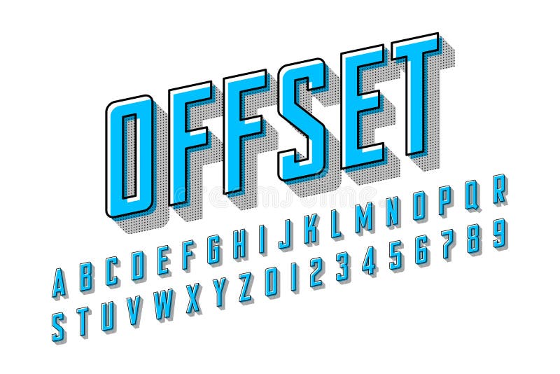 Offset Print Style Modern Font Design Stock Vector - Illustration of ...