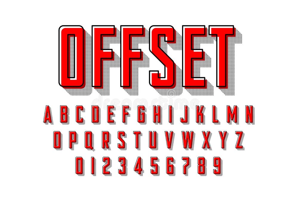 Offset printing style font stock vector. Illustration of number - 104774929