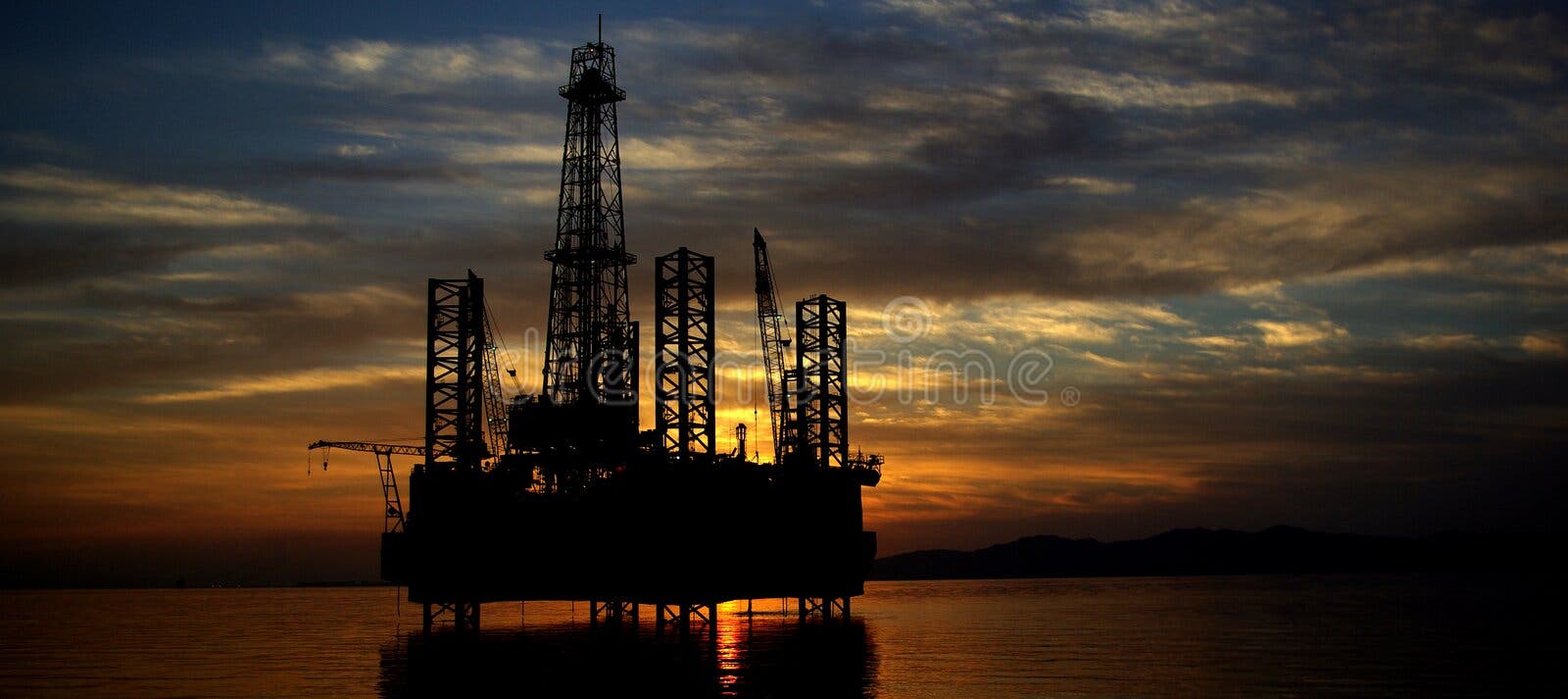 The Offshore Drilling Oil Rig Top View from Aircraft. Stock Photo ...
