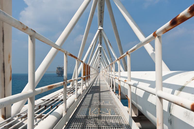 Offshore Bridge with Pipe Work Stock Image - Image of petroleum, ocean ...