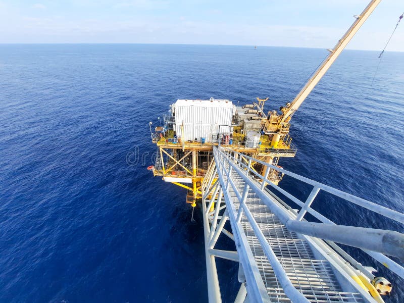 Offshore Crane in Operation Stock Photo - Image of working, crane ...