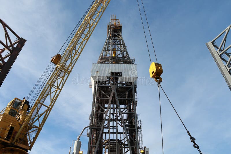 Offshore Drill Rig and Rig Crane Stock Photo - Image of field, industry ...