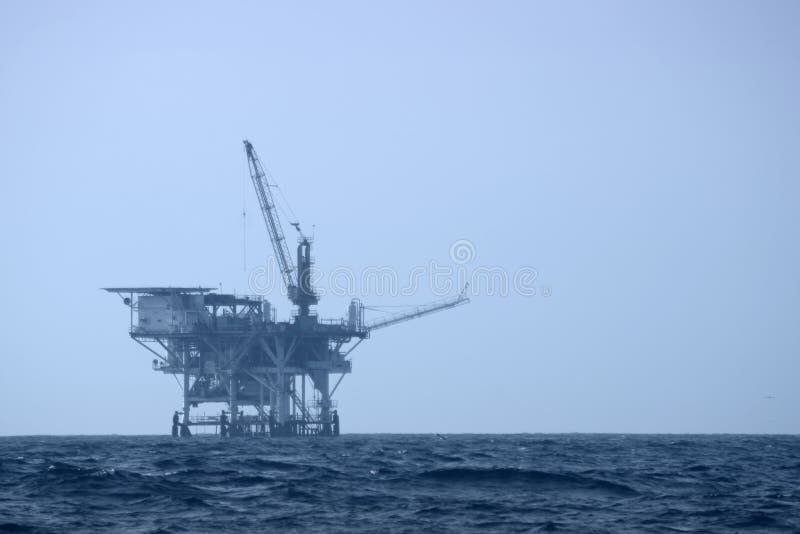 The Offshore Drilling Oil Rig Top View from Aircraft. Stock Photo ...