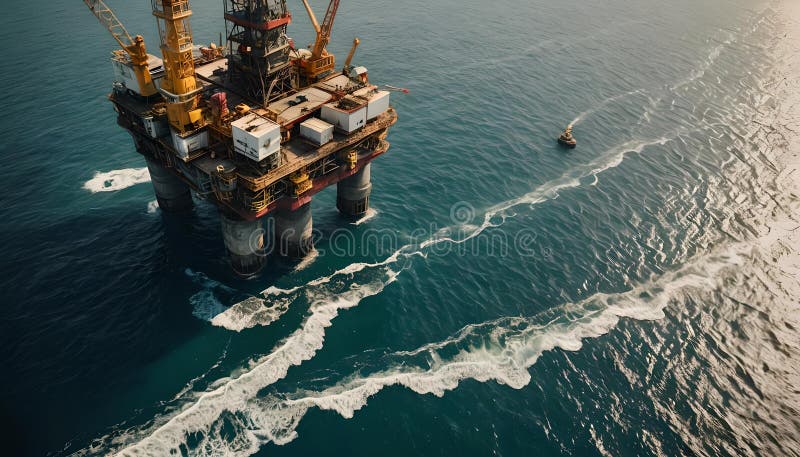 Offshore Drilling Platform Stands Amidst the Ocean Waves Stock ...