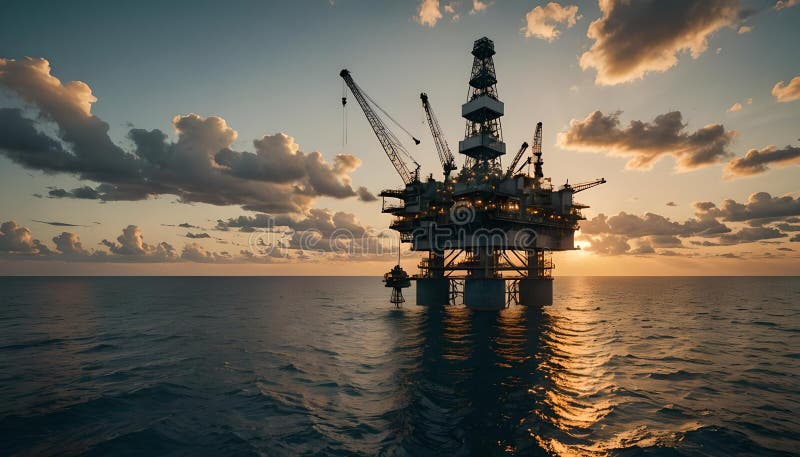 Offshore Drilling Platform Stands Amidst the Ocean Waves Stock ...