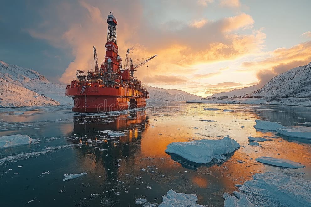 An Offshore Drilling Rig in the Arctic, Industrial and Technical ...