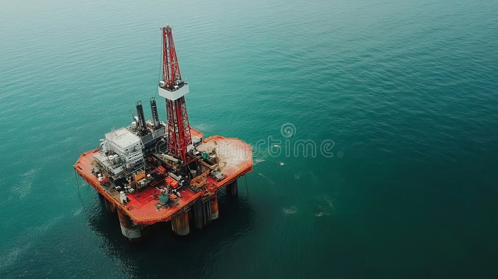 Offshore Drilling Rig in the Ocean from Above. Platform in Water Stock ...