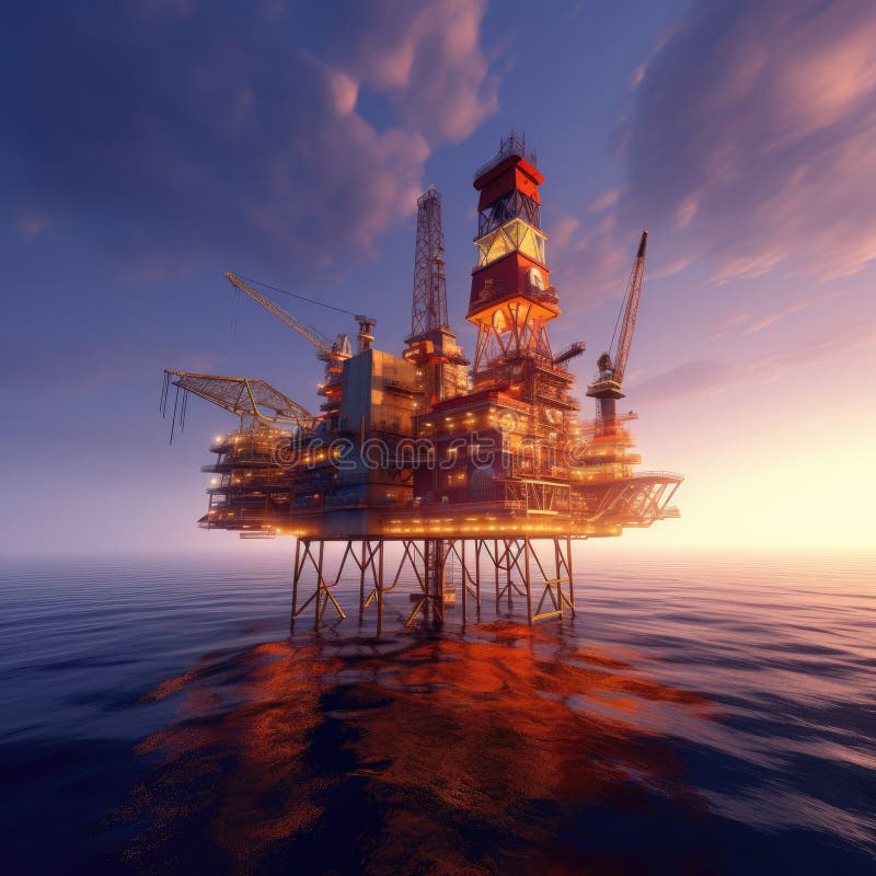 Offshore Drilling Rig stock illustration. Illustration of wave - 280980125
