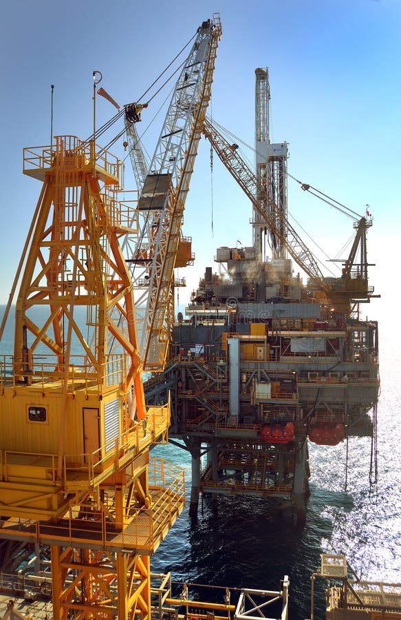 Offshore Exploration, Crane at Work during Construction Stock Image ...