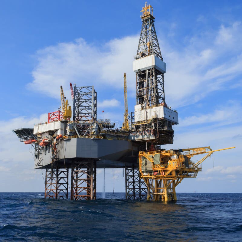 Offshore Jack Up Drilling Rig Over the Production Platform Stock Image ...