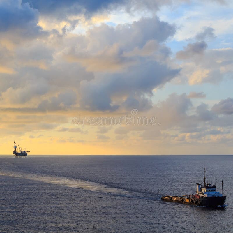 Offshore Supply Vessel for Oil Drilling Rig Stock Image - Image of ...