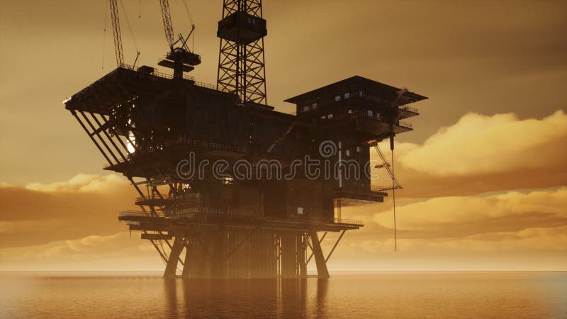 Offshore Jack Up Oil Rig. Gas Sea Rig Platform Stock Illustration ...