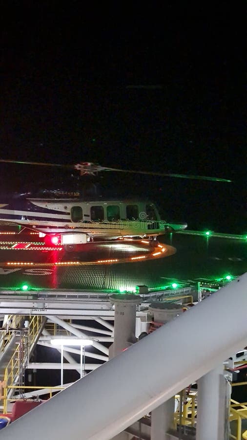 Oil & Gas Drilling Rig Platform Chopper Crew Change Editorial ...