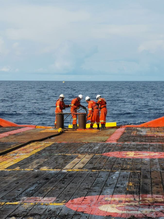 Offshore Marine Crew Working on Deck during Sunny Day Editorial Stock ...