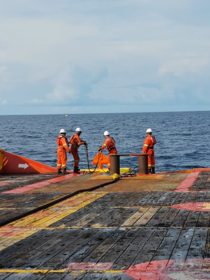 Offshore Marine Crew Working on Deck during Sunny Day Editorial Image ...
