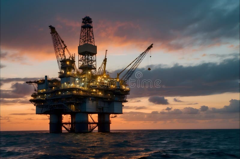 A Landscape of an Offshore Oil Rig Platform Stock Photo - Image of ...