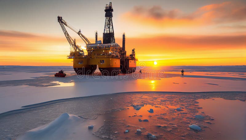 Offshore Oil Drilling Platform Stock Illustration - Illustration of ...