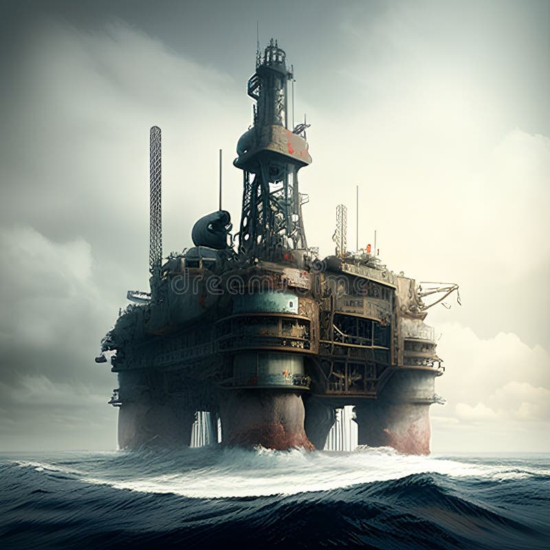 Offshore Oil and Gas Platform in the Sea. 3D Rendering Stock ...