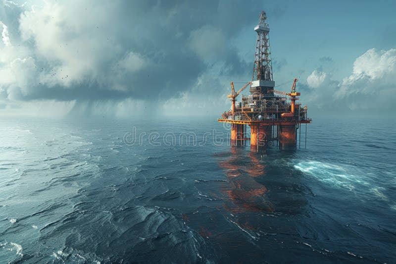 Offshore Oil and Gas Platform Well Stock Image - Image of power ...