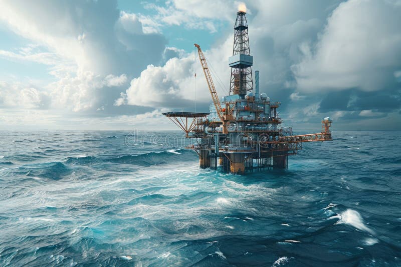 Offshore Oil and Gas Platform Well Stock Photo - Image of industrial ...