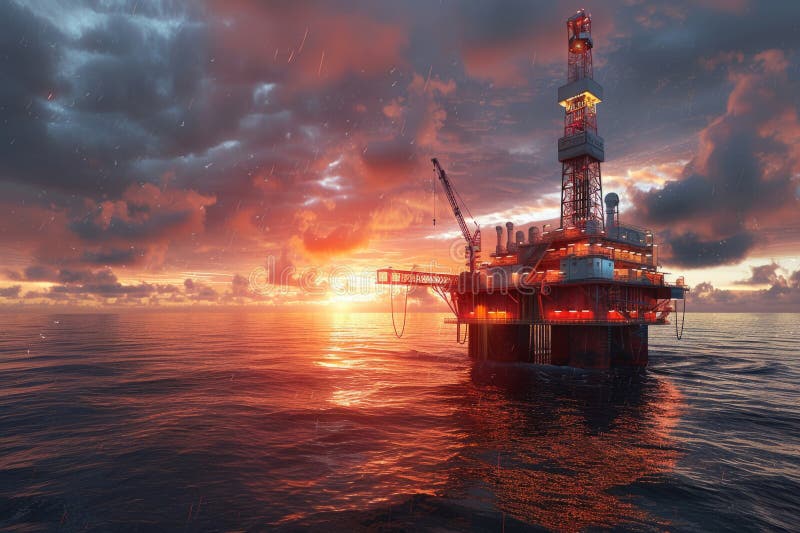Offshore Oil and Gas Platform Well Stock Photo - Image of production ...