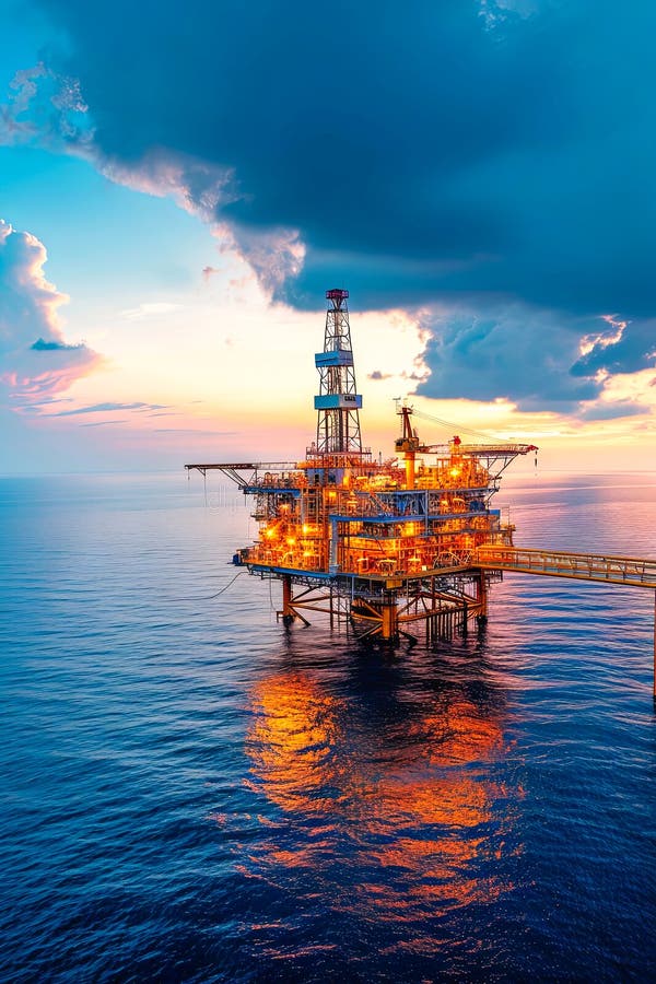 Offshore Oil and Gas Rig Platform Stock Photo - Image of derrick ...