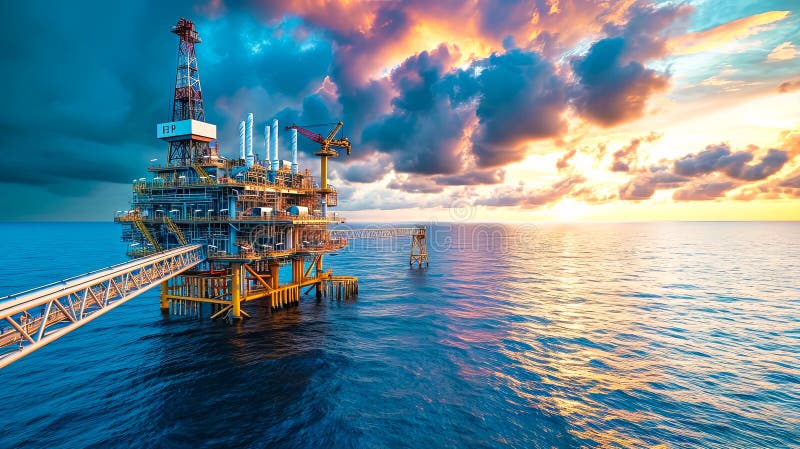 Offshore Oil and Gas Rig Platform Stock Image - Image of fossil ...