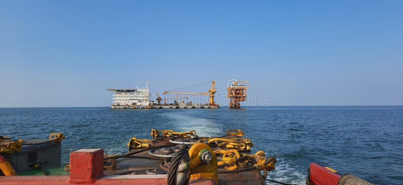 Offshore daily Oil and Gas at Sea Java Stock Image - Image of offshore ...