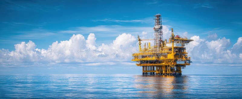 The Offshore Oil Platform Amidst Calm Blue Waters and Picturesque ...