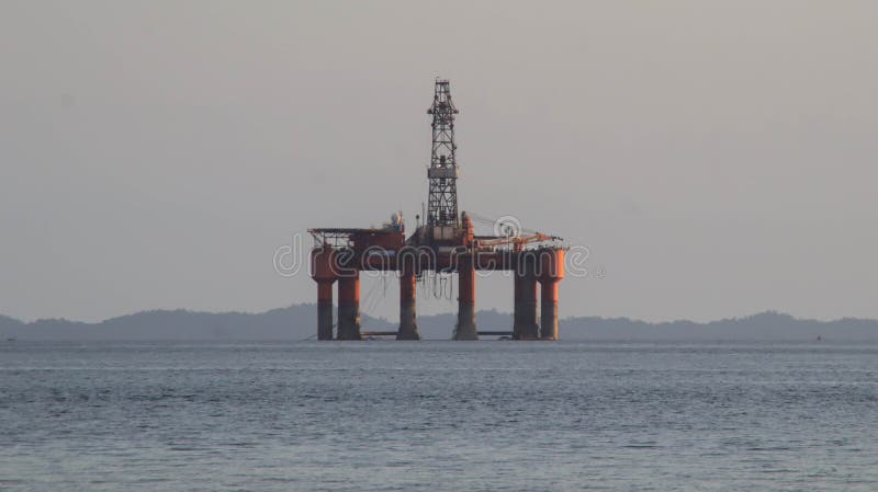 Offshore Oil Platform Drilling Site or Oil Rig Project Seen Far in the ...