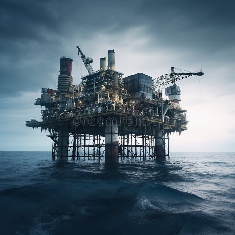 An Offshore Oil Platform that Extracts Oil from the Sea. Generative AI ...