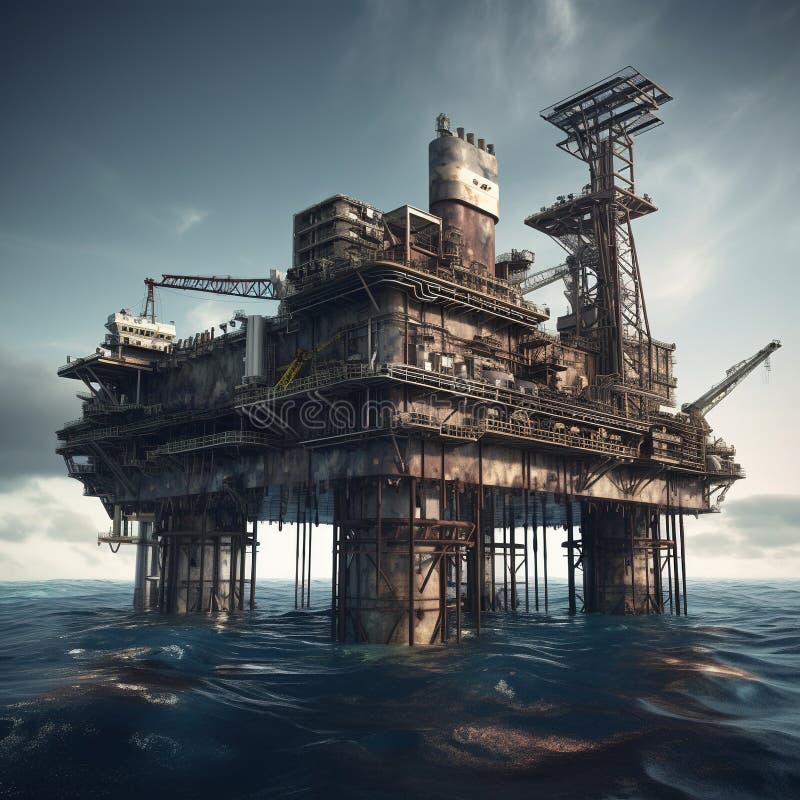An Offshore Oil Platform that Extracts Oil from the Sea. Generative AI ...