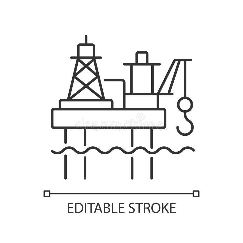 Oil Platform Linear Icon Concept. Oil Platform Line Vector Sign, Symbol ...