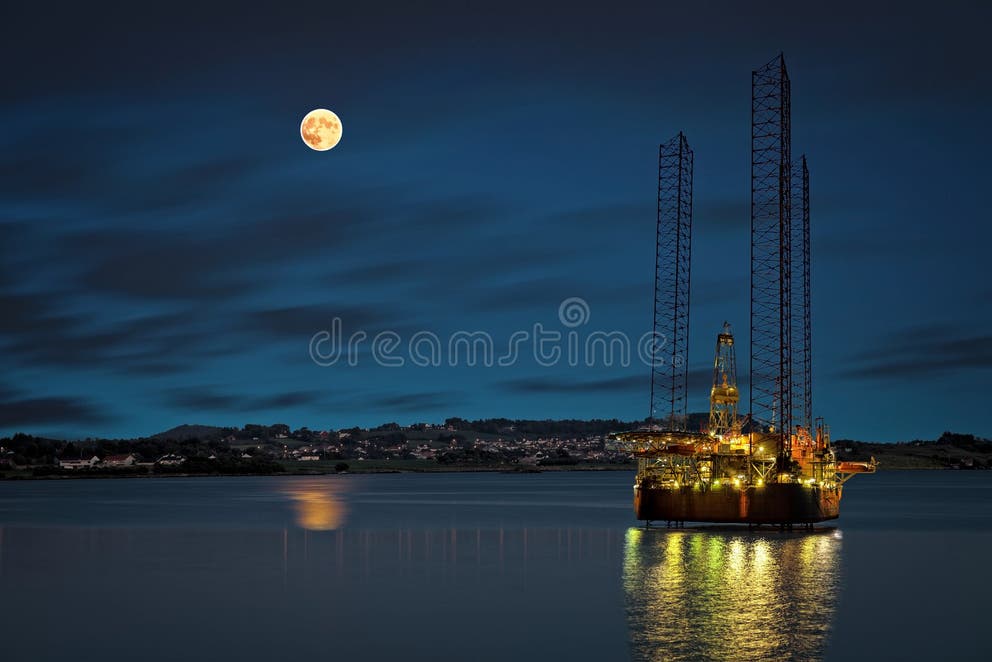Offshore stock image. Image of port, boat, moon, industry - 39031173