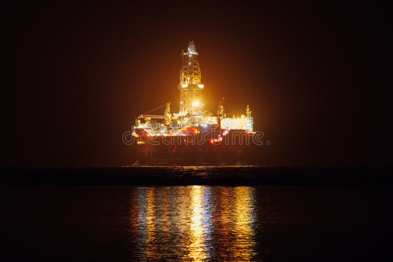 Gas Oil platform at night stock photo. Image of natural - 18718246