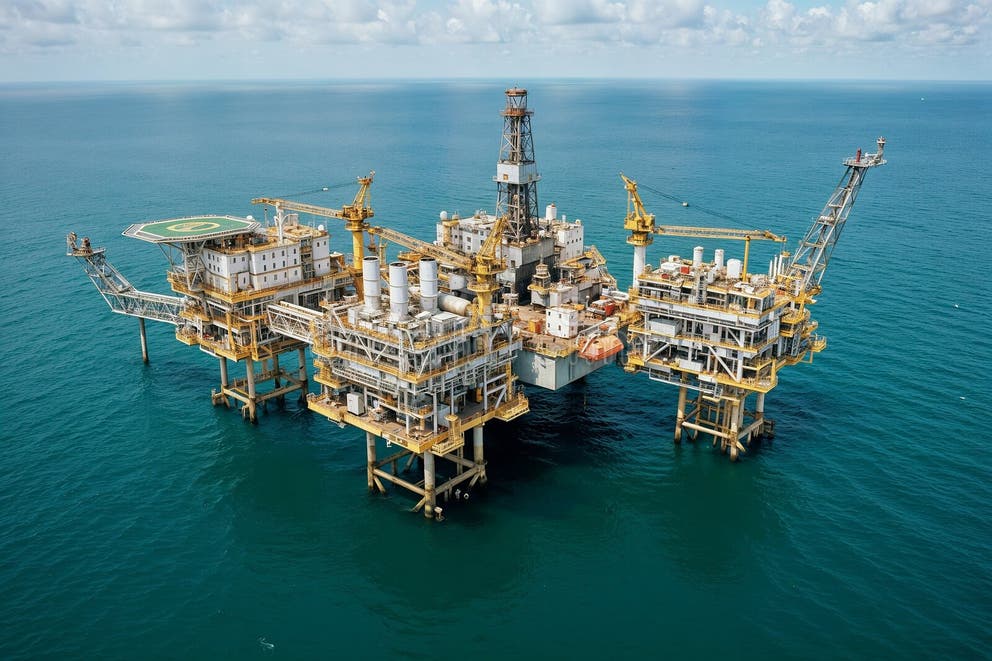 Offshore Oil Platform - Ocean Rig, Production, and Extraction Structure Stock Illustration ...