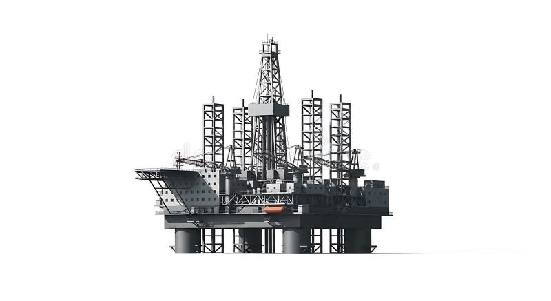 Offshore Oil Platform Structure Isolated on White Background Stock ...