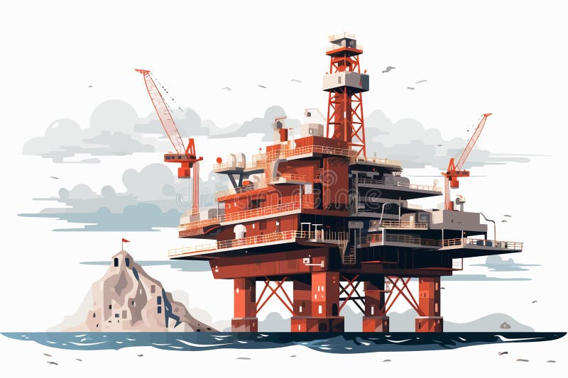 Offshore Oil Platform Vector Flat Minimalistic Isolated Vector Style ...