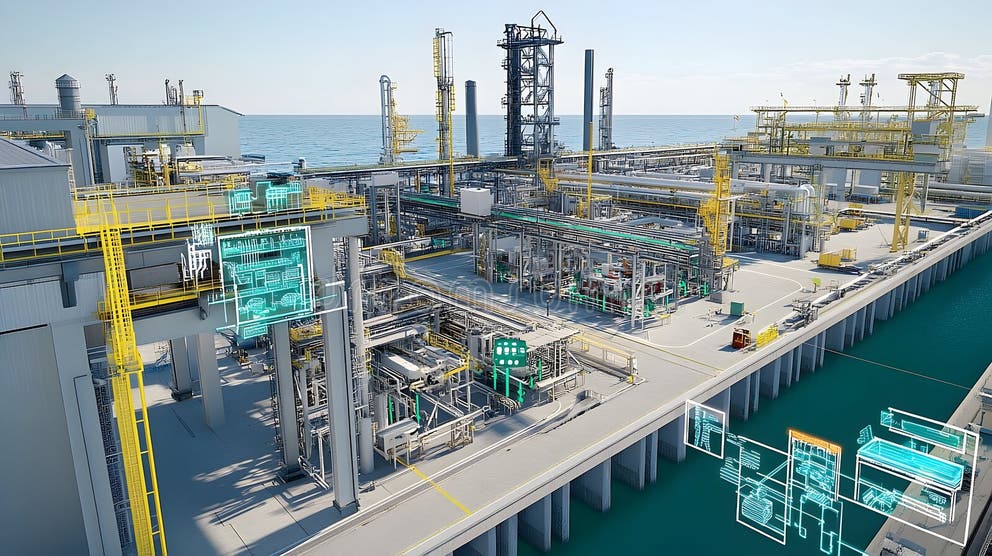 AI-Generated Refinery Visualization Stock Illustration - Illustration ...