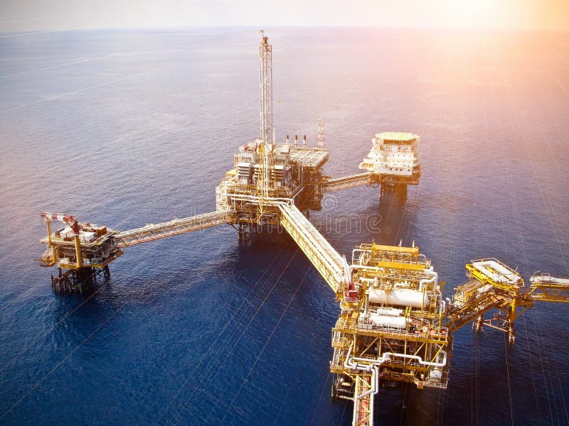 Offshore oil refinery stock photo. Image of global, company - 79379236