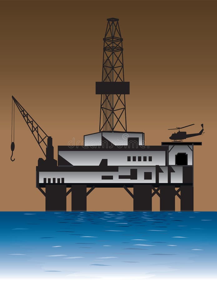 Drilling Offshore Platform Oil Rig Stock Illustration - Illustration of ...