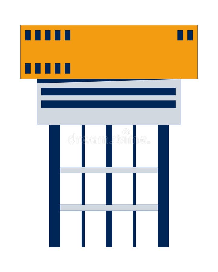 Offshore Oil Rig Control Building with Support Structure 2D Cartoon ...