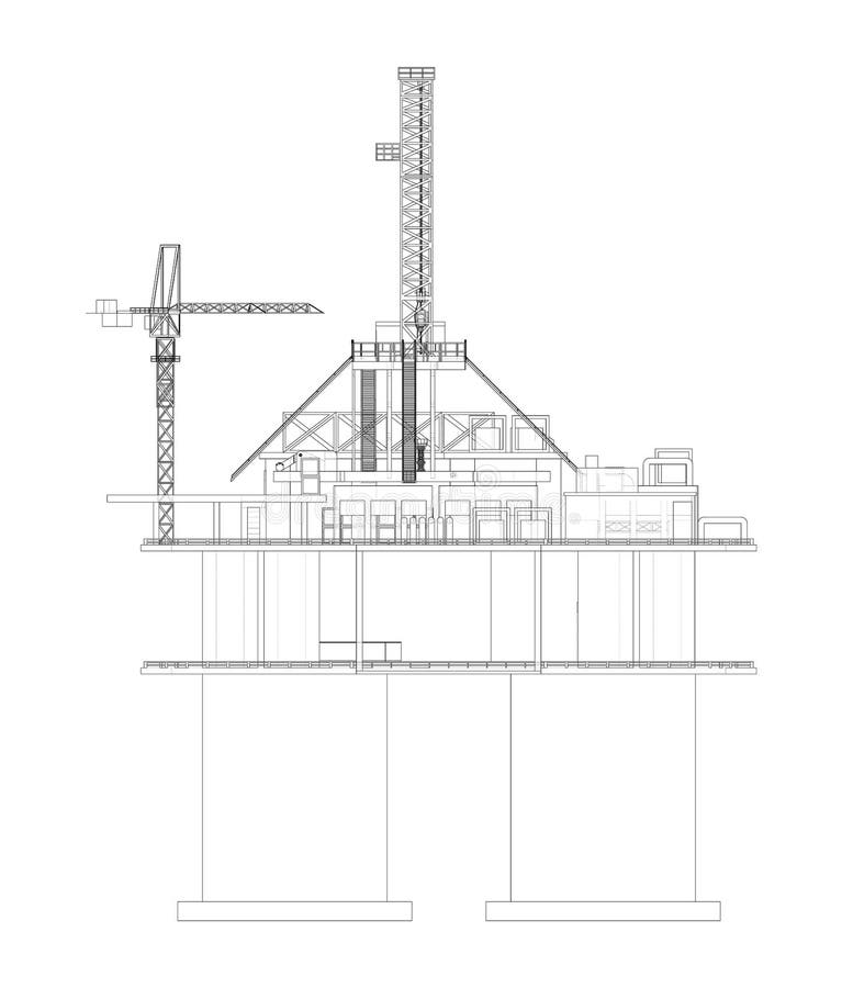 Offshore Oil Rig. 3d Illustration Stock Illustration - Illustration of ...