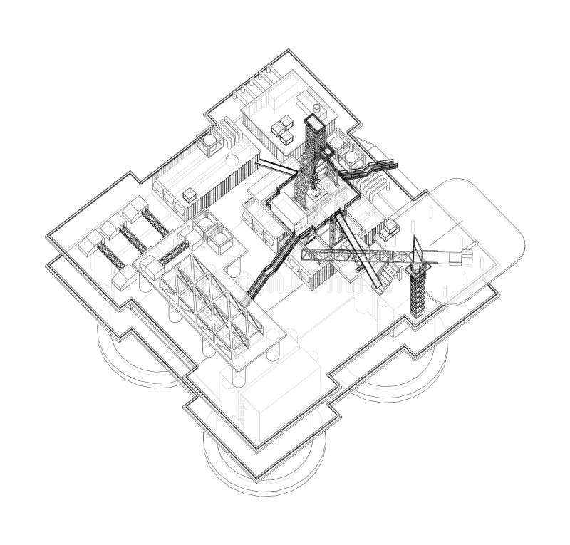 Offshore Oil Rig. 3d Illustration Stock Illustration - Illustration of ...