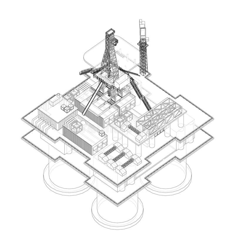 Offshore Oil Rig. 3d Illustration Stock Illustration - Illustration of ...