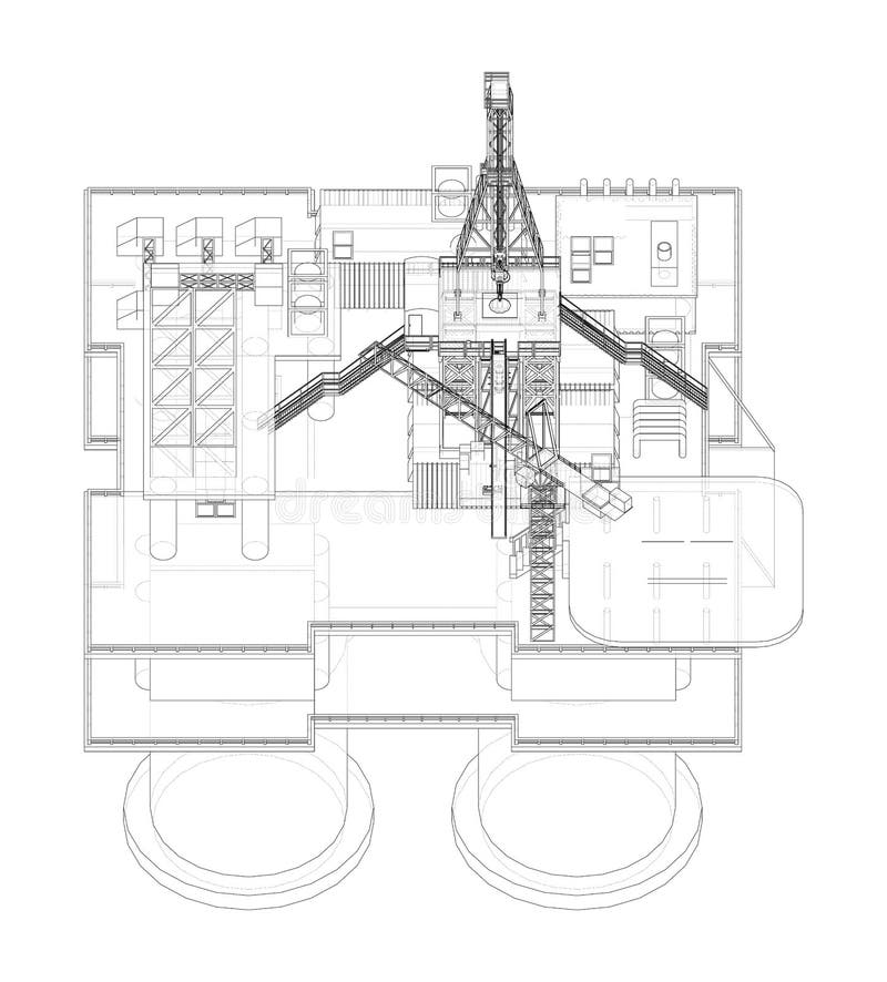 Offshore Oil Rig. 3d Illustration Stock Illustration - Illustration of ...