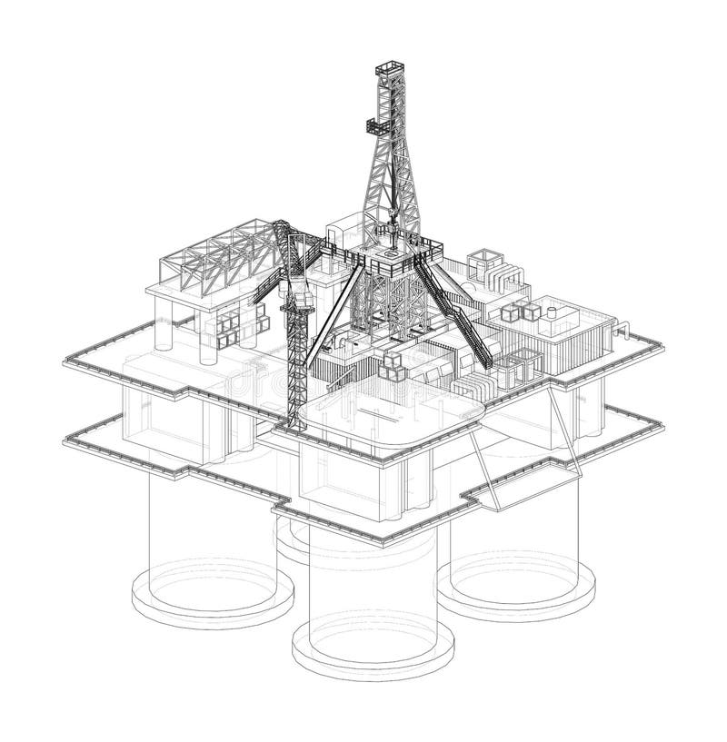 Offshore Oil Rig. 3d Illustration Stock Illustration - Illustration of ...