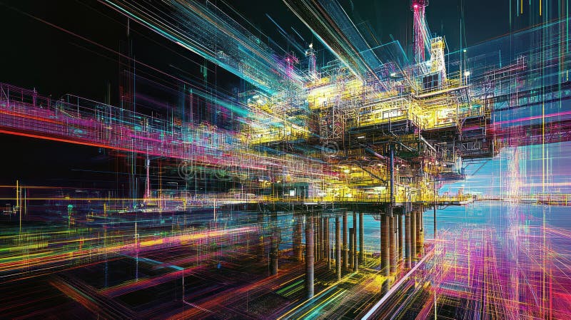 AI-Generated Offshore Platform Stock Illustration - Illustration of ...